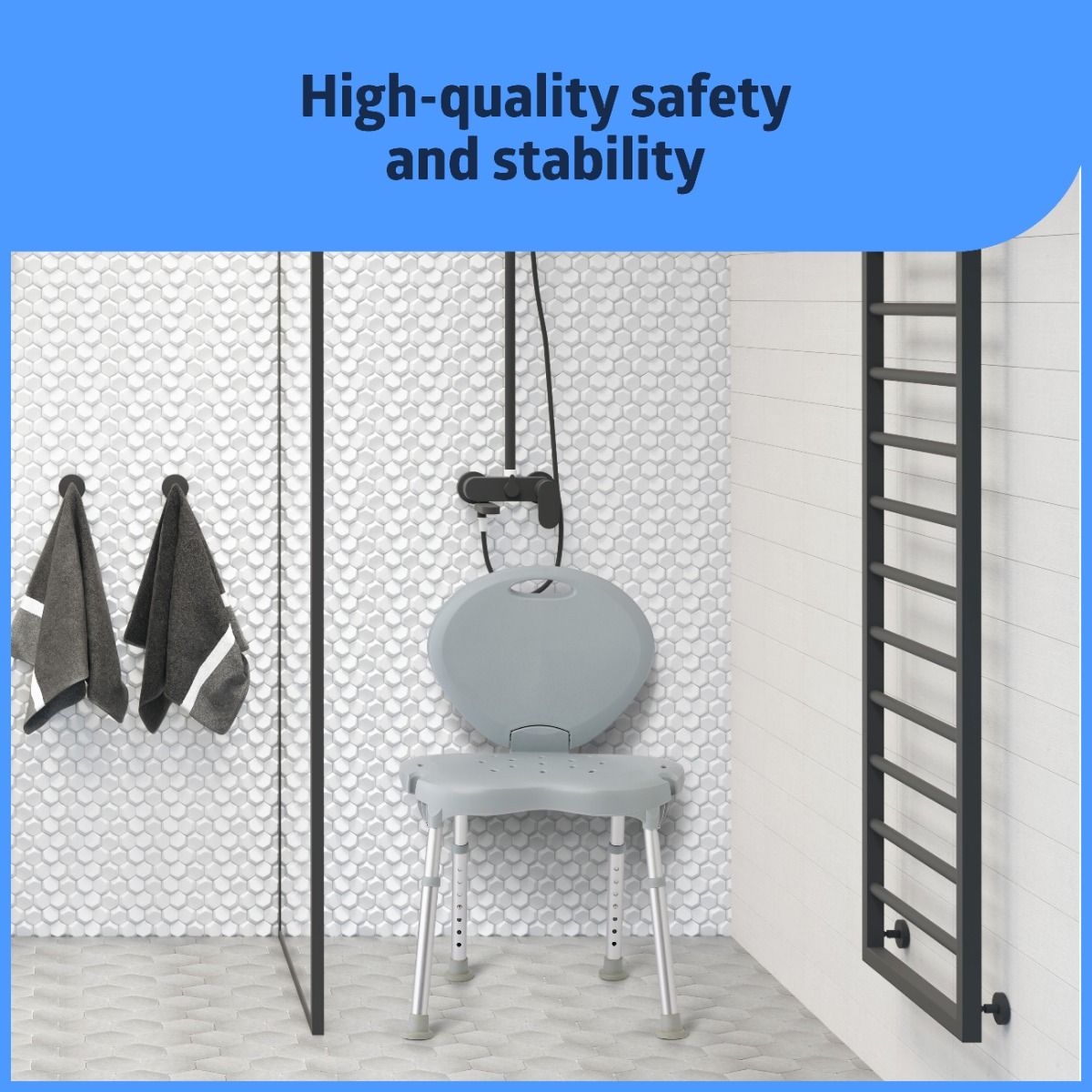 Guardian Folding Shower Chair with Backrest Aluminum 300lbs Gray 1Ct