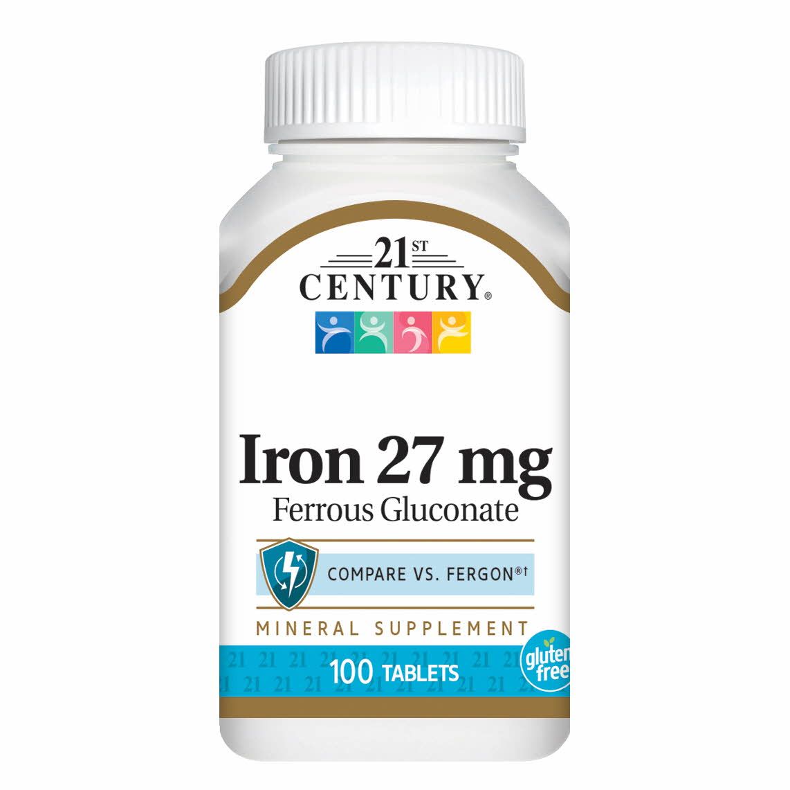 21st Century Iron Ferrous Gluconate Tablet 27mg 100Ct