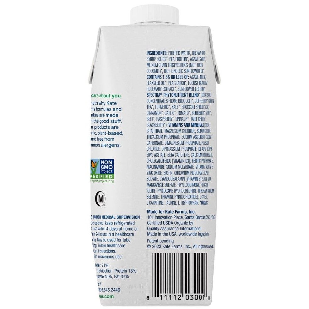 Kate Farms Standard 1.4 Nutrition Formula Plain 11oz 12Ct