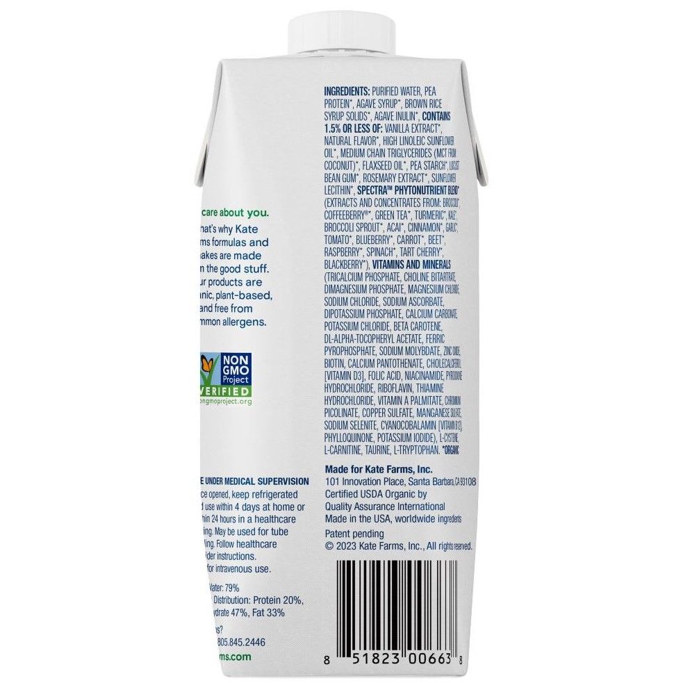 Kate Farms Standard Formula Vanilla 11oz Tetra Pak 1Ct