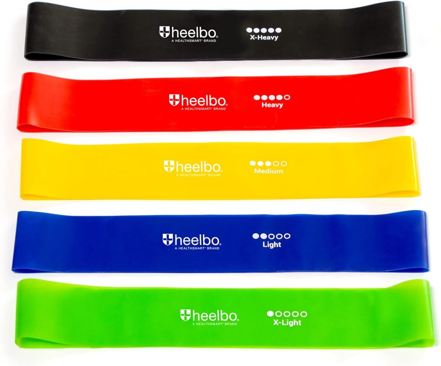 Heelbo Exercise Bands:Exercise Resistance Band Assorted 5Ct