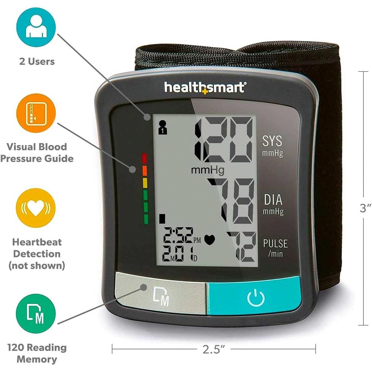 Digital Wrist Blood Pressure Monitor Standard 1Ct