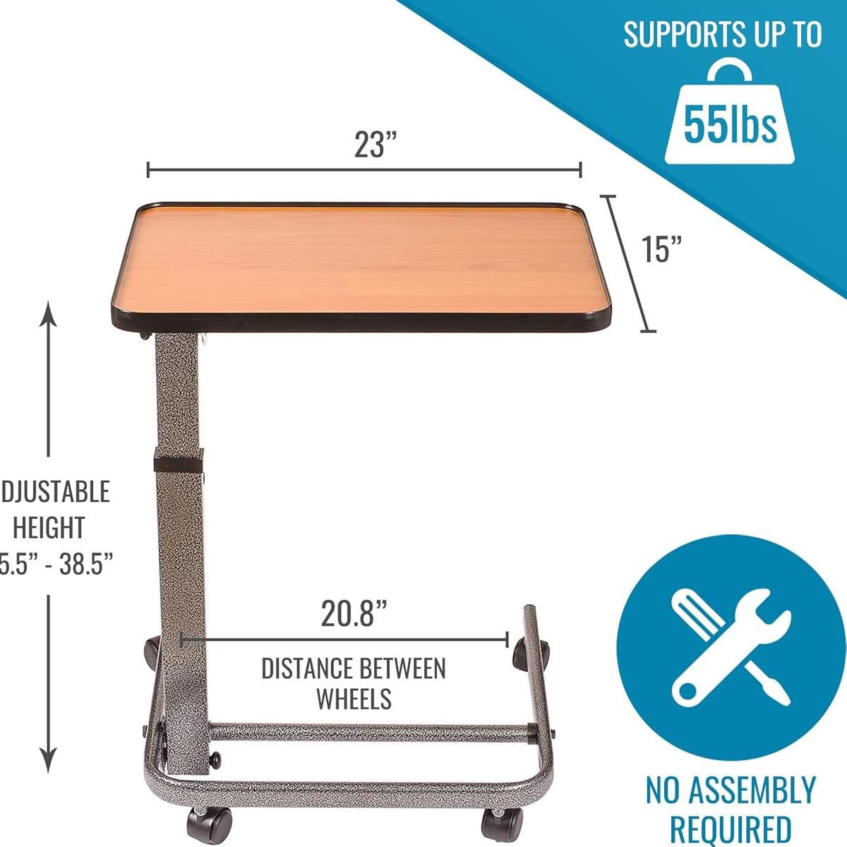 DMI Heavy-Duty Over Bed Tilt-Top Table 1Ct