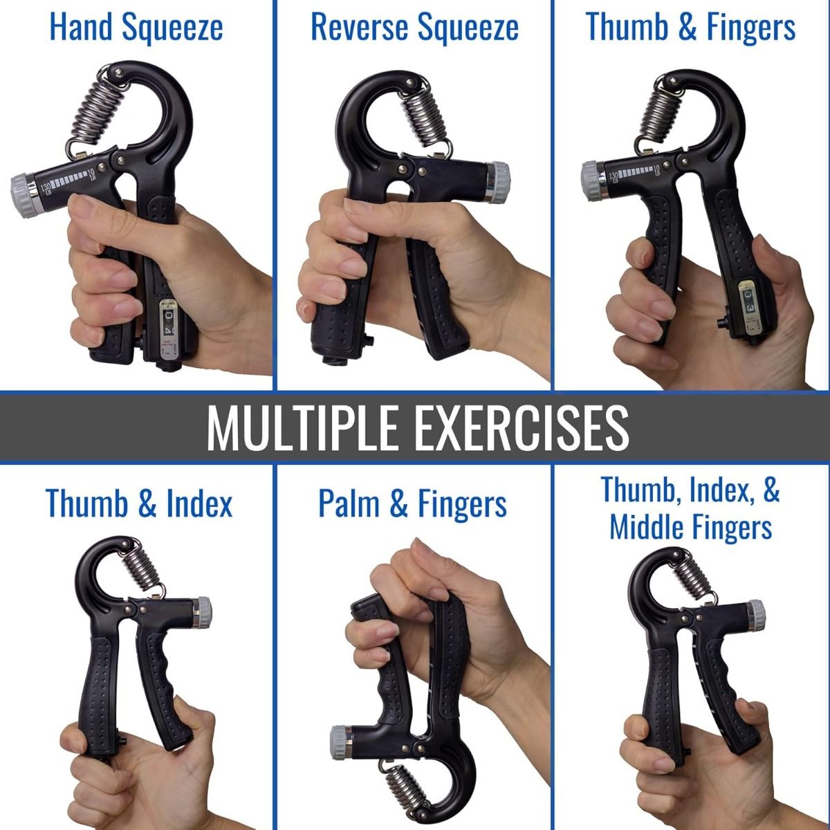HealthSmart Compact Hand Exercise Grip Strengtheners Adjustable 1Ct