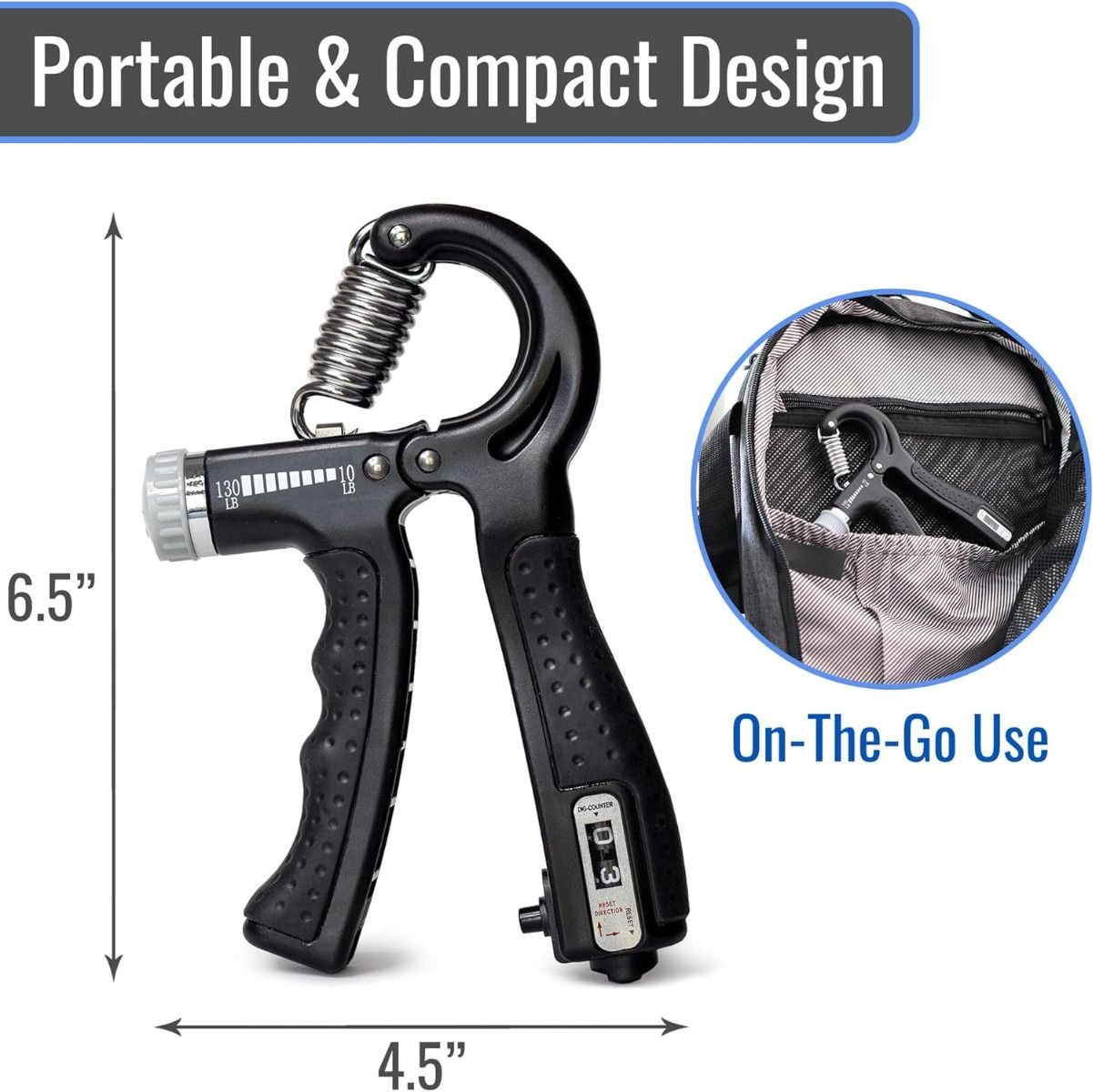 HealthSmart Compact Hand Exercise Grip Strengtheners Adjustable 1Ct