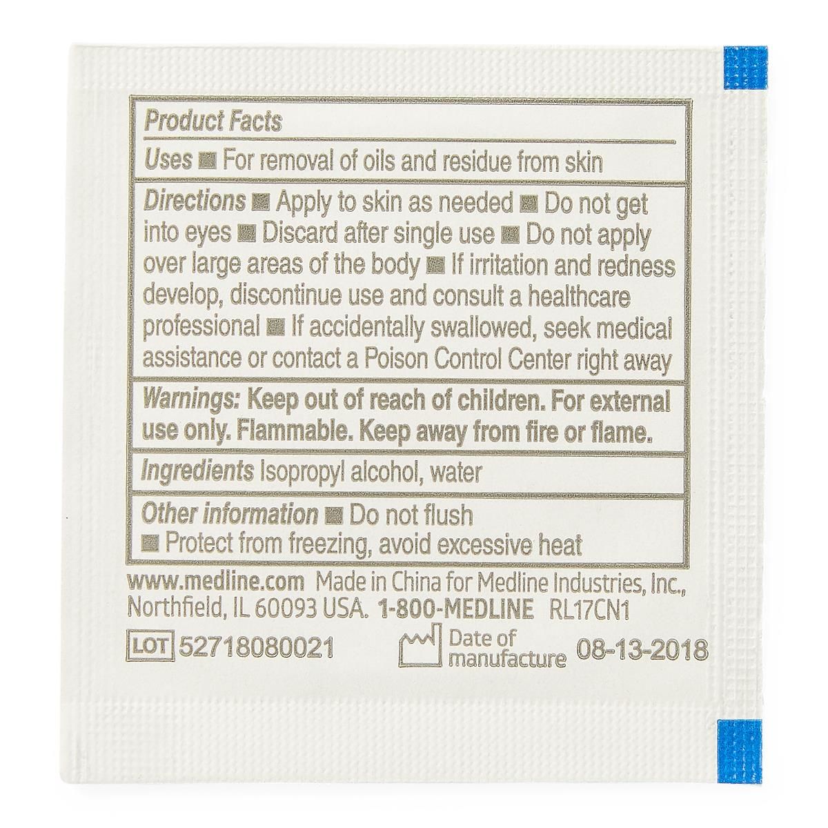Medline Isopropyl Alcohol Prep Pad 1.125x2.375 3000Ct