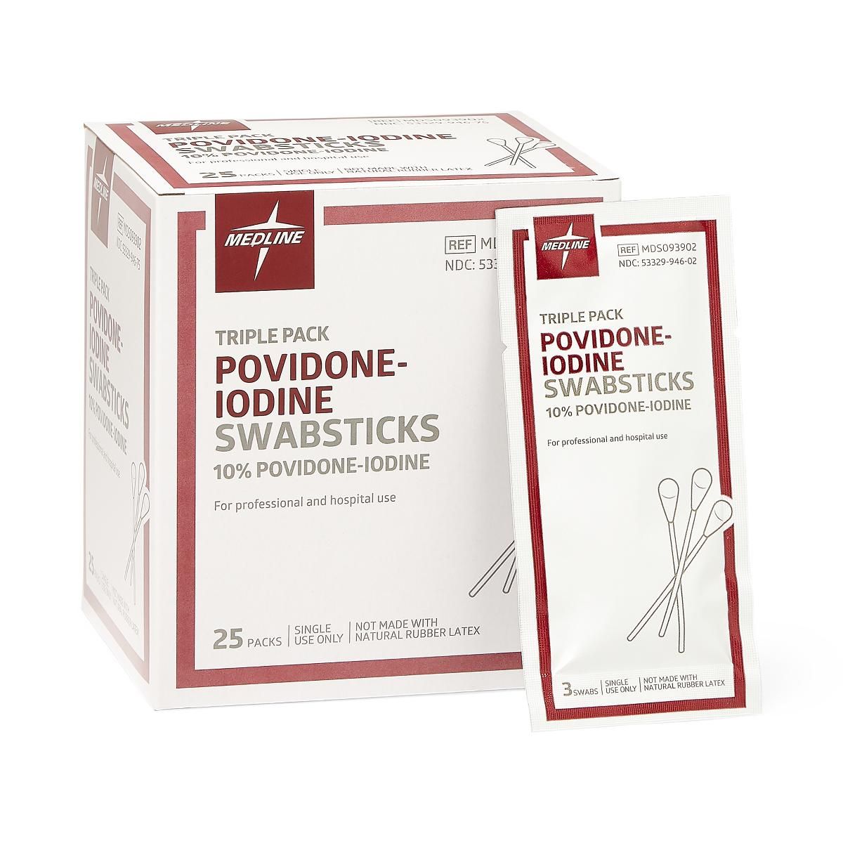 Medline Povidone-Iodine PVP Swabstick Triples 750Ct