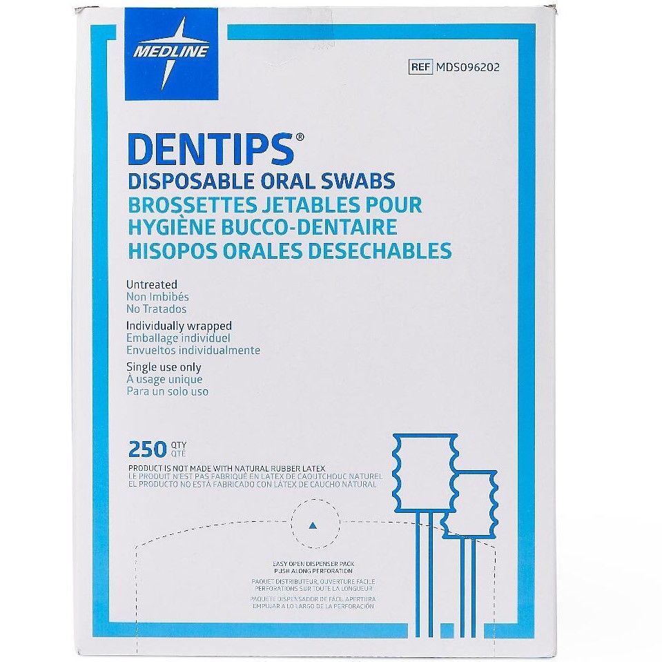 Medline DenTips Oral Swab Sticks Untreated Indiv 500Ct
