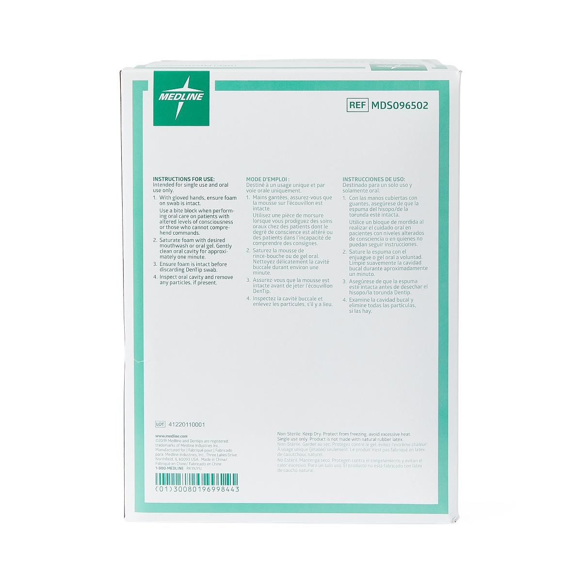 Medline DenTips Oral Swab Sticks w Toothpaste Indiv 500Ct