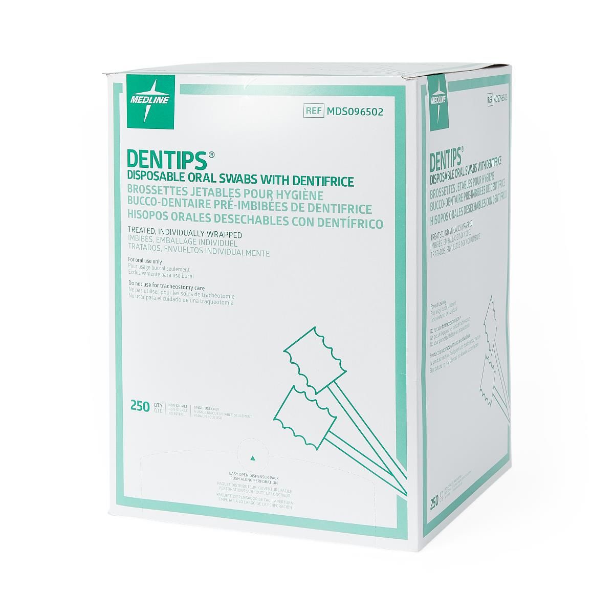 Medline DenTips Oral Swab Sticks w Toothpaste Indiv 500Ct