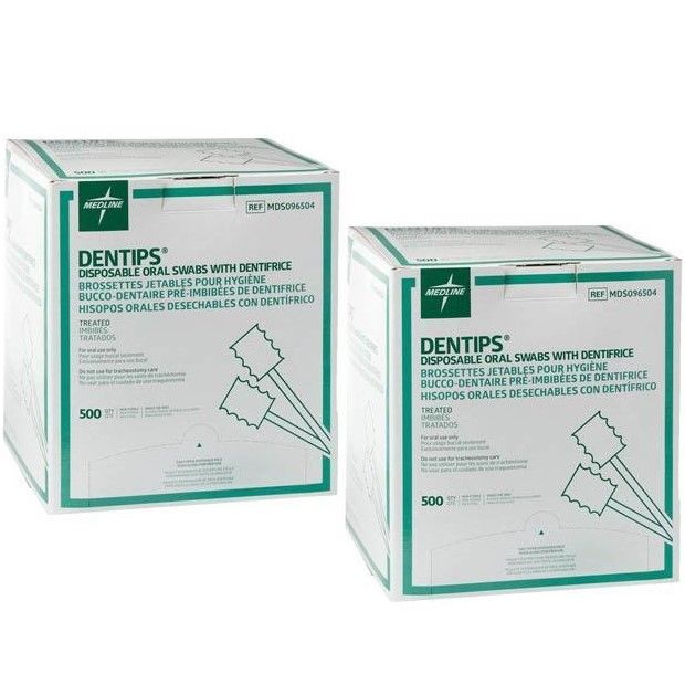 Medline DenTips Oral Swab Sticks w Toothpaste 1000Ct