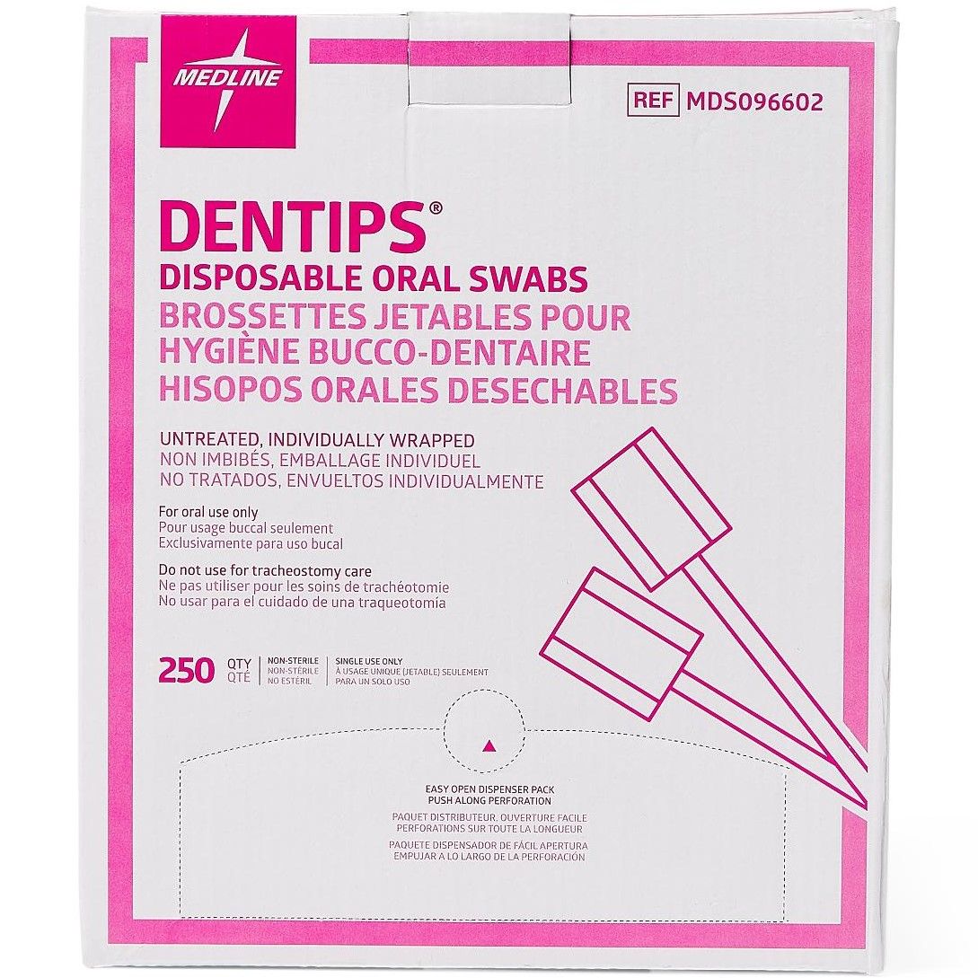 Medline DenTips Oral Swab Stick Pink Untreated 1Ct