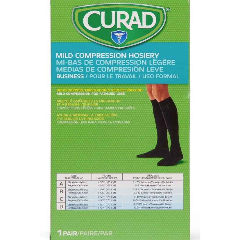 CURAD Compression Dress Sock 15-20mmHg Blk B Reg 1Pr