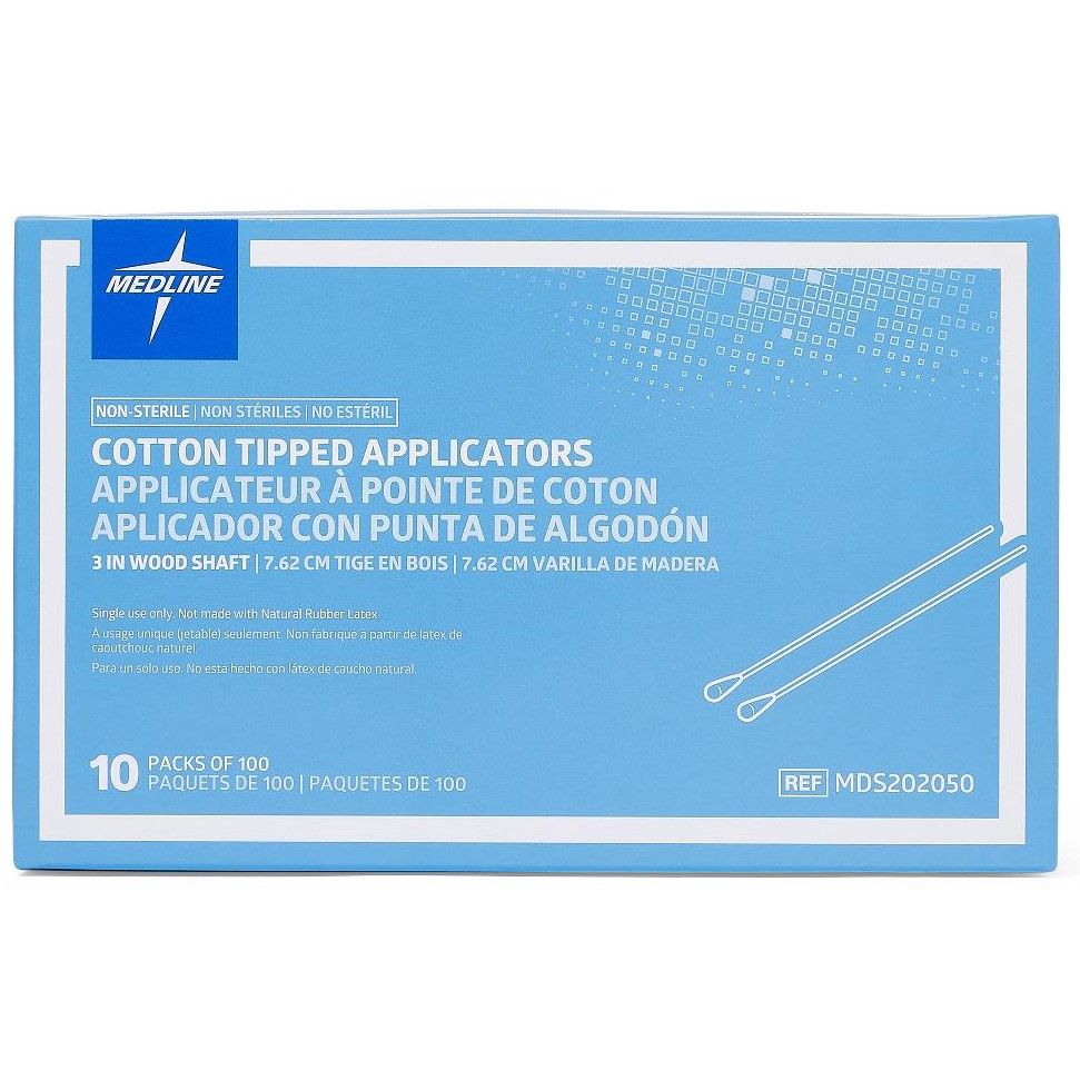 Medline Nonsterile 3in Cotton-Tip Swab Applicator 10000Ct