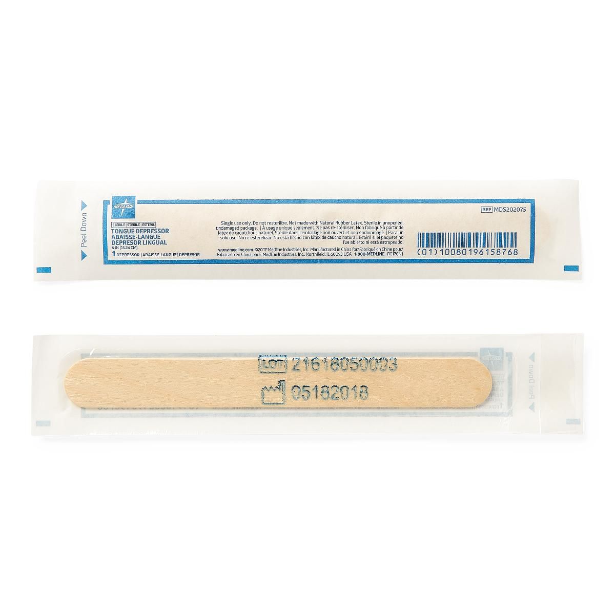Medline Sterile 6in Tongue Depressor 100Ct