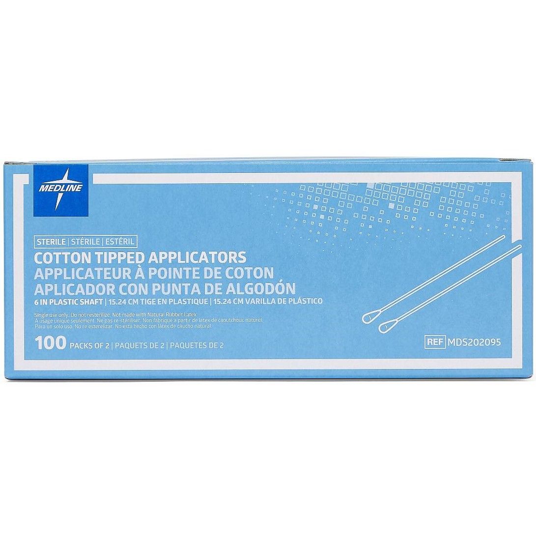 Medline Sterile Cotton-Tip Applicator Plastic 6in 200Ct
