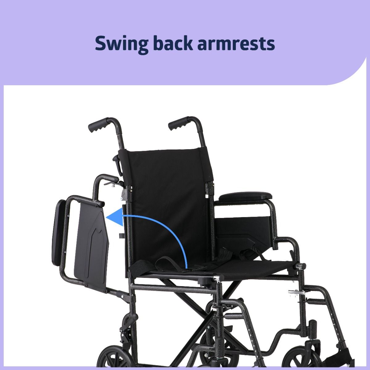 Medline Basic Steel Transport Chair with Padded Seat 19in Seat 250lbs ...