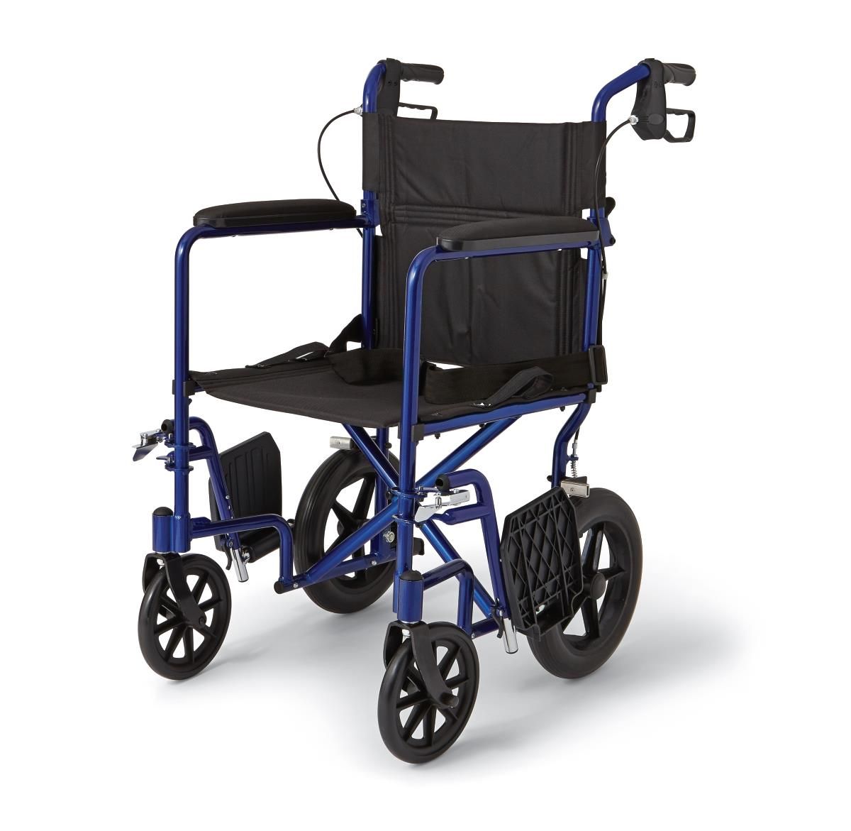 Medline Basic Aluminum Transport Chair 12in Blue 1Ct
