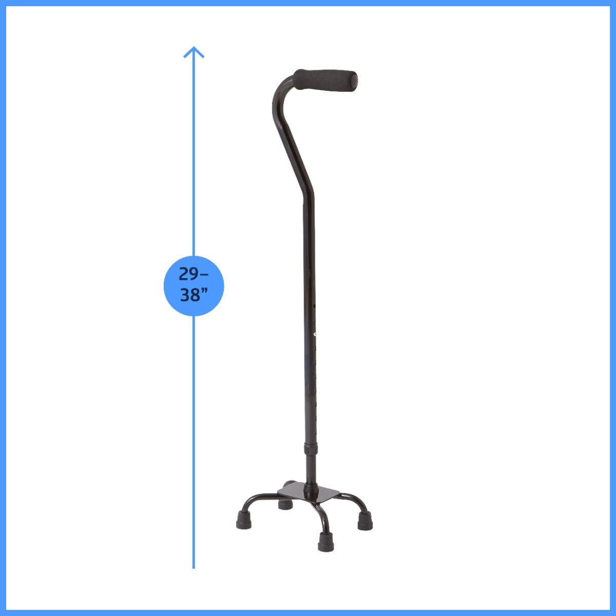 Medline Aluminum Quad Cane with Small Base Offset Handle 300lbs Black 1Ct