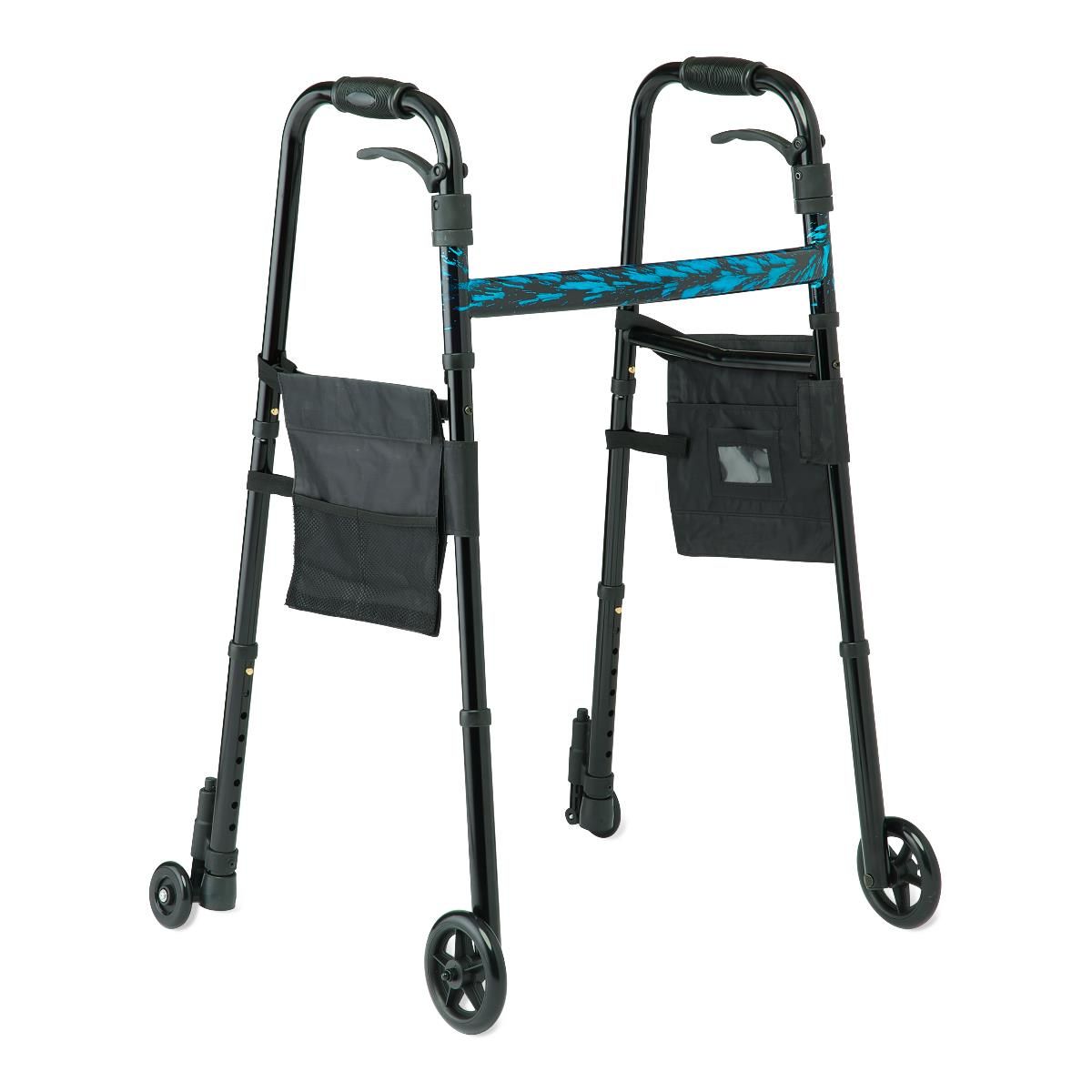 Medline Folding Trigger Walker with 5in Wheels 1Ct