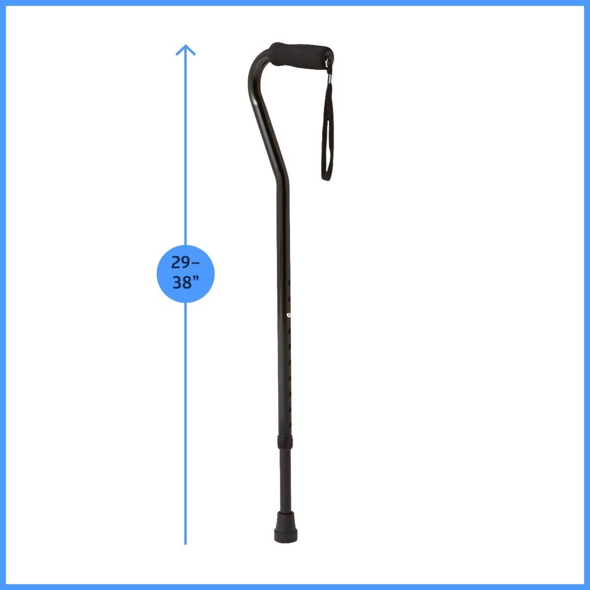 Medline Aluminum Fashion Cane Offset Handle 300lbs Black 1Ct