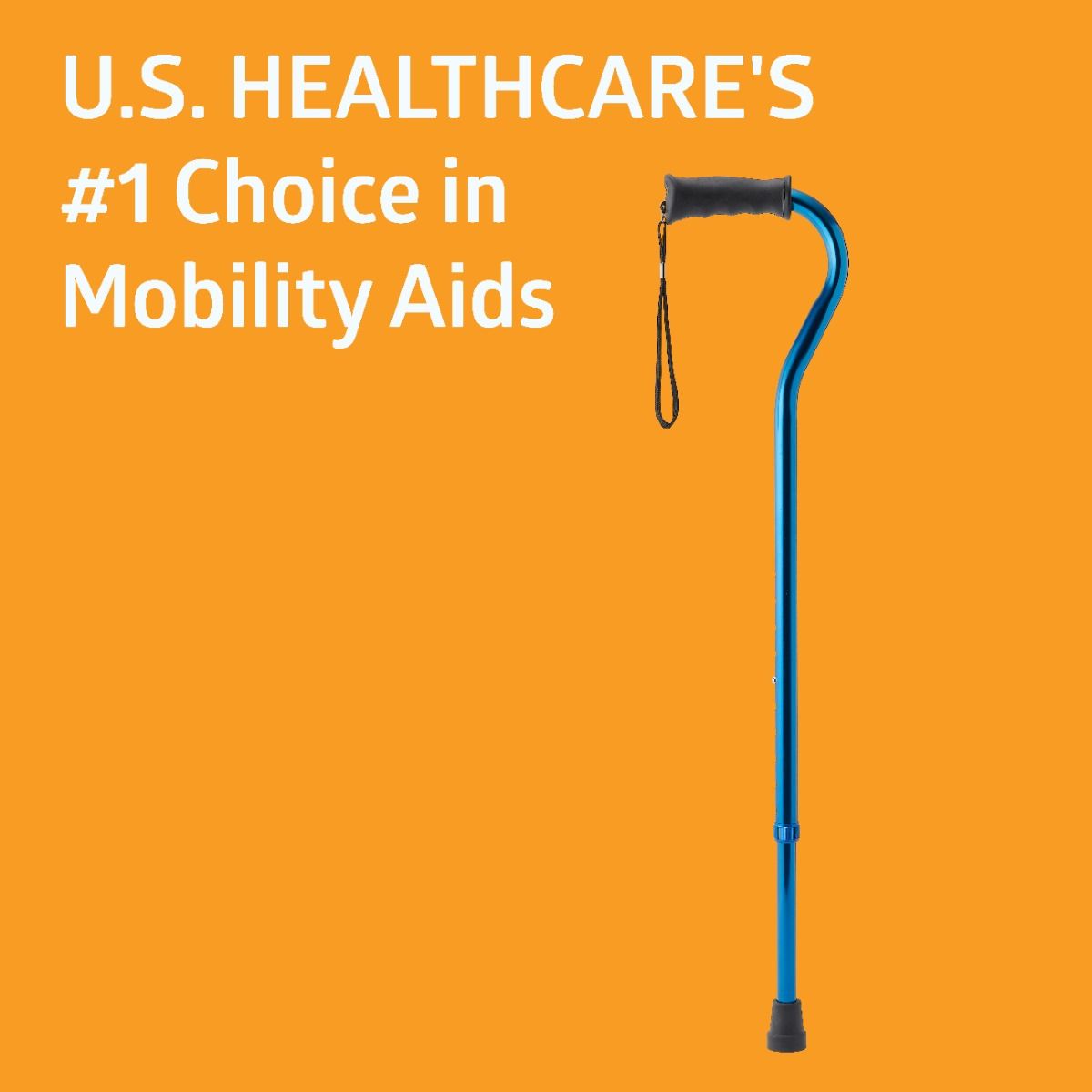 Medline Aluminum Cane Offset Handle 300lbs Blue 1Ct