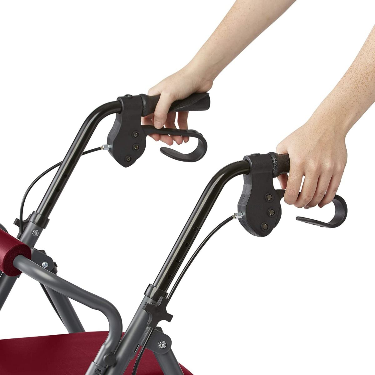 Medline Basic Steel Rollator Microban 6in Burgundy 1Ct