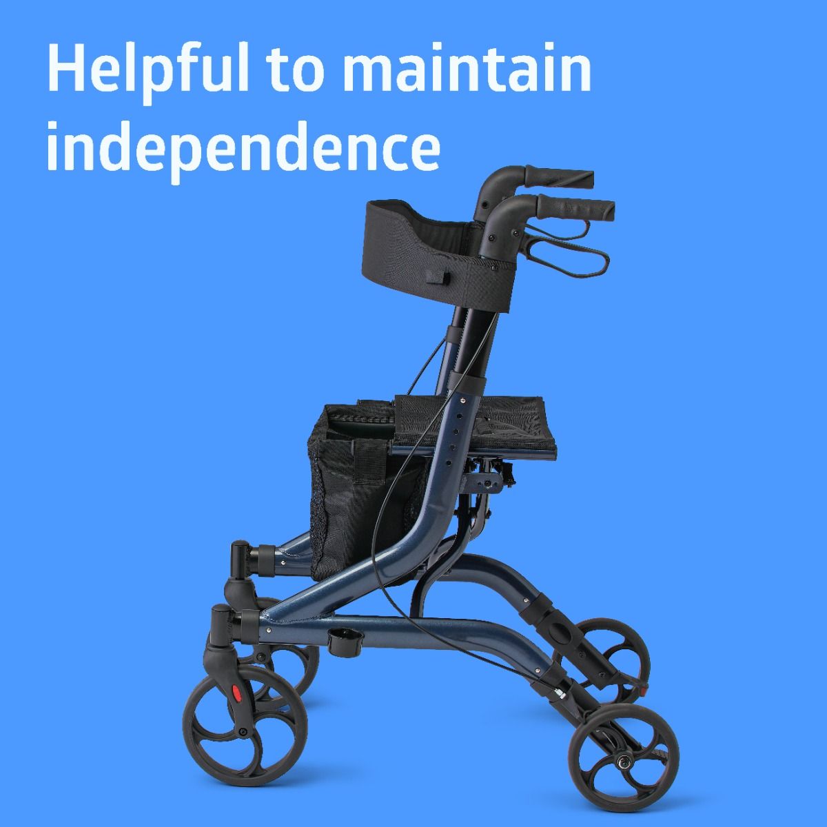 Medline European-Style Aluminum Rollator 300lbs Navy Blue 1Ct