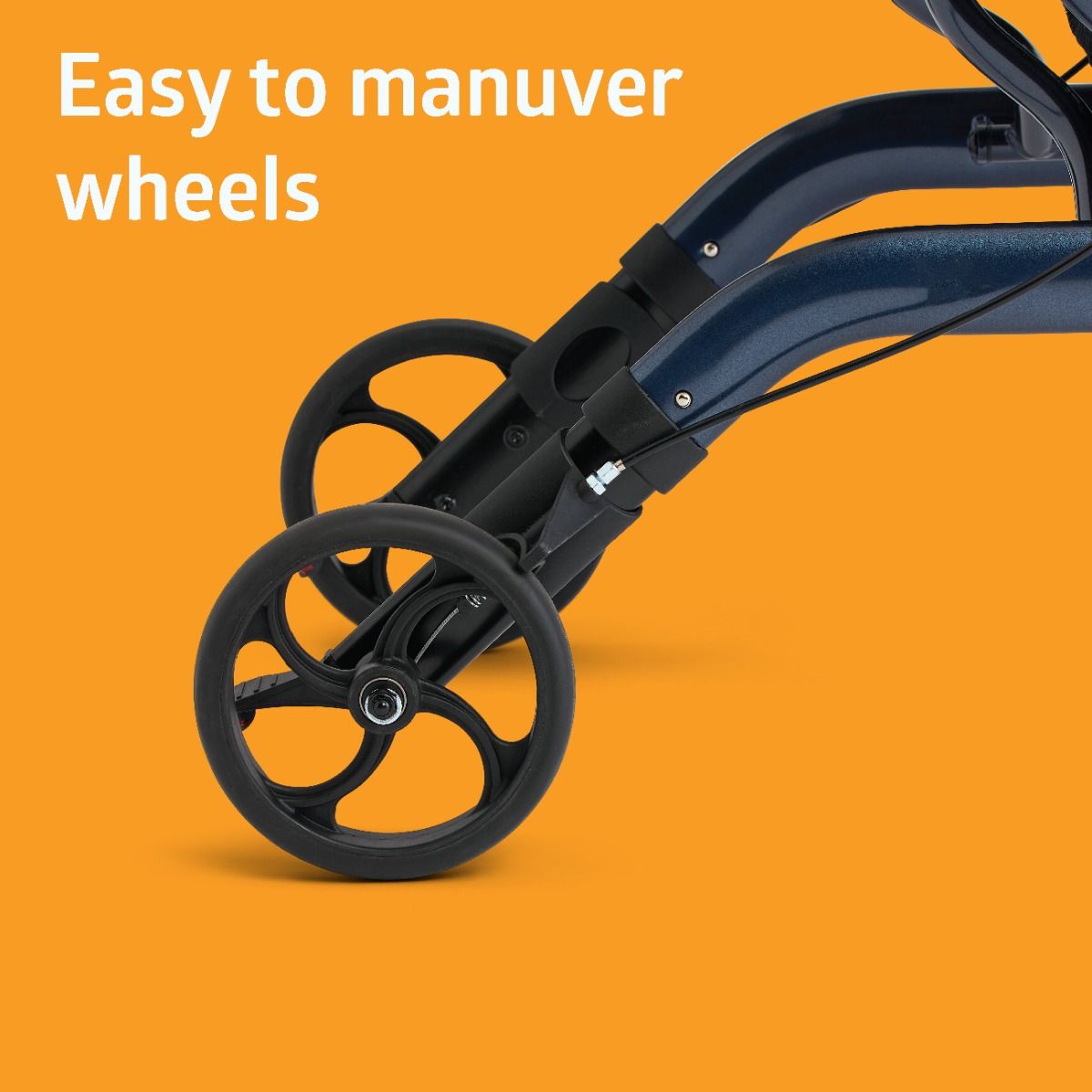 Medline European-Style Aluminum Rollator 300lbs Navy Blue 1Ct