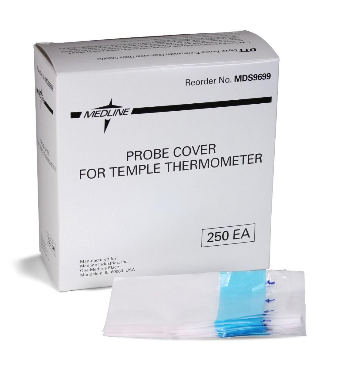 Medline Probe Covers for Temple Thermometers 250Ct