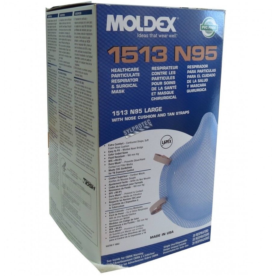 Moldex 1500 Series N95 Respirator Surgical Mask L 20Ct