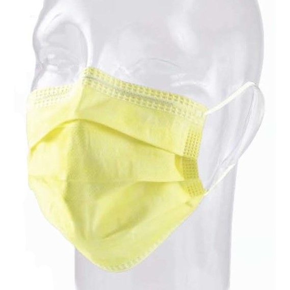 Percept Yellow Isolation Face Mask with Ear Loops 50Ct