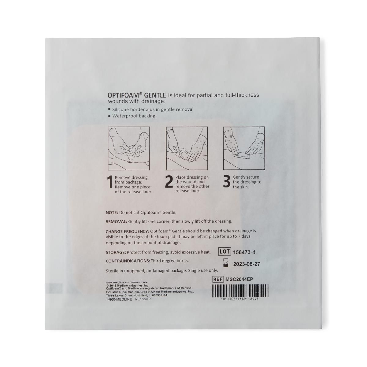 Optifoam Gentle Foam Dressing/Silicone Border 4x4 10Ct