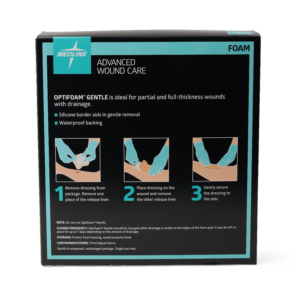 Optifoam Gentle Foam Dressing/Silicone Border 4x4 10Ct