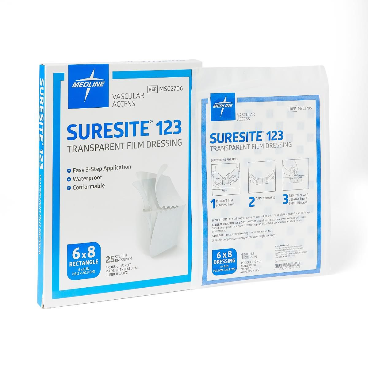 Suresite 123 Transparent Film Dressing 6x8 25Ct