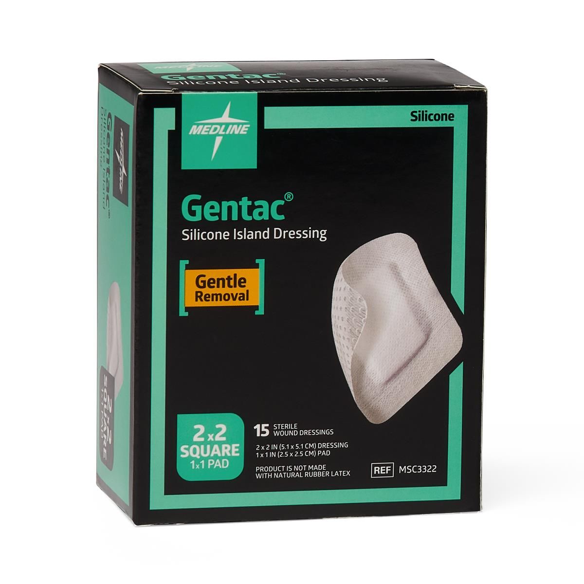 Medline Gentac Silicone Island Dressing 2x2 150Ct