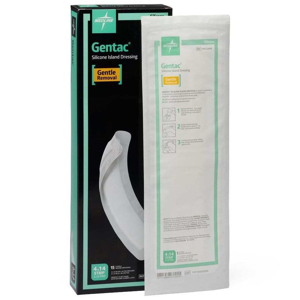 Medline Gentac Silicone Island Dressing 4x14 1Ct