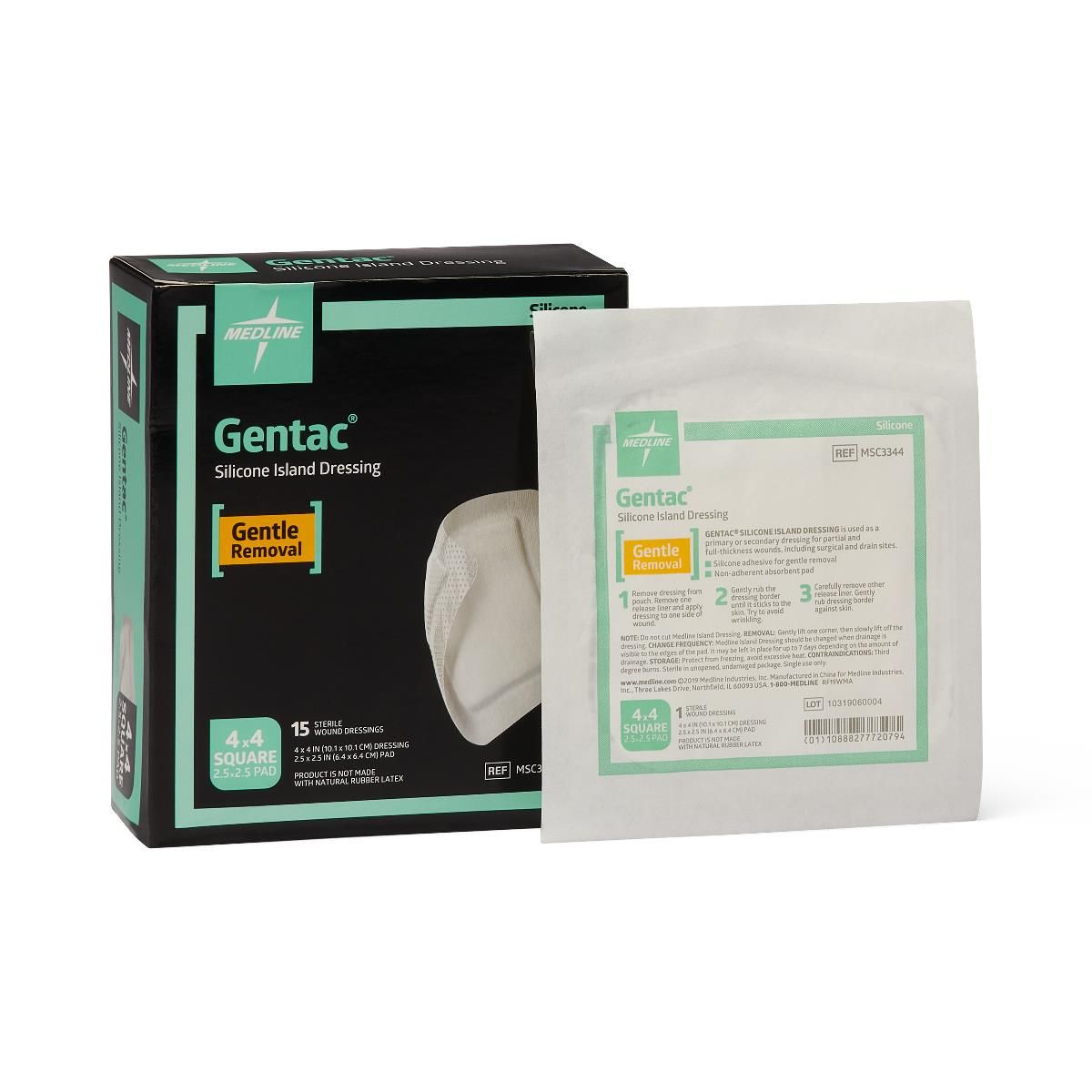 Medline Gentac Silicone Island Dressing 4x4 150Ct