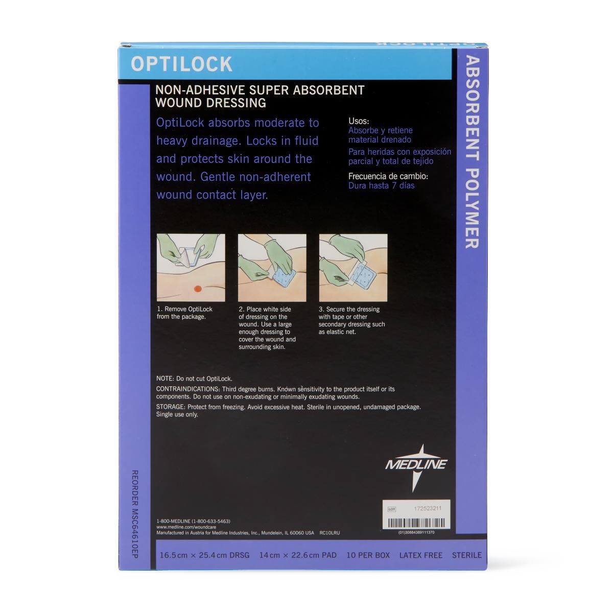 Medline OptiLock Absorbent Polymer Dressing 6.5x10 10Ct