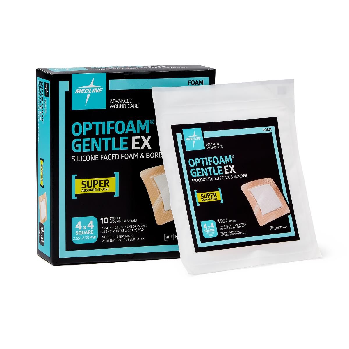 Optifoam Gentle EX Silicone/Foam Dressing 4x4 10Ct