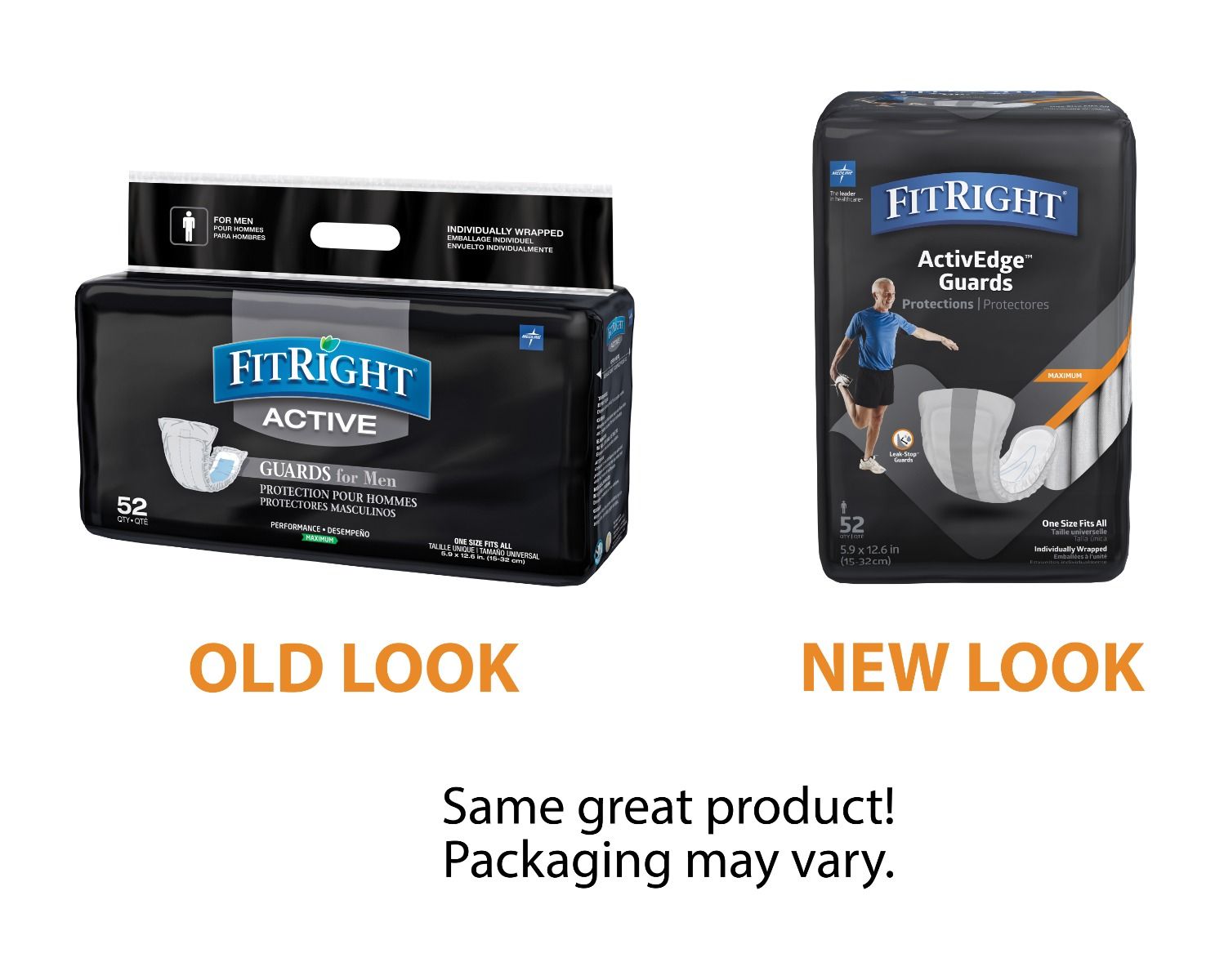 Medline FitRight ActivEdge Guards for Men Maximum 52Ct