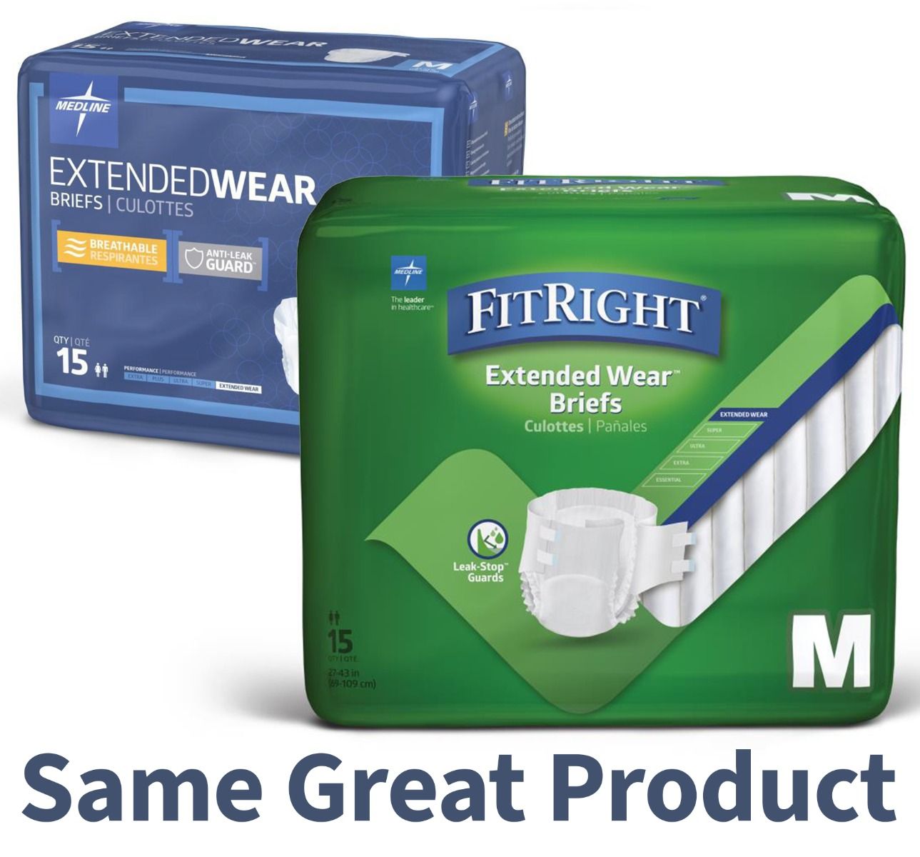 Medline Ext Wear High-Capacity Disposable Brief M 15Ct