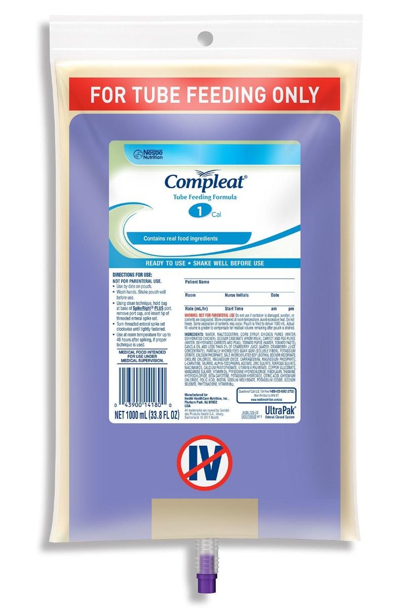 Nestle Compleat Tube Feeding Formula Unflavor 1000mL 6Ct