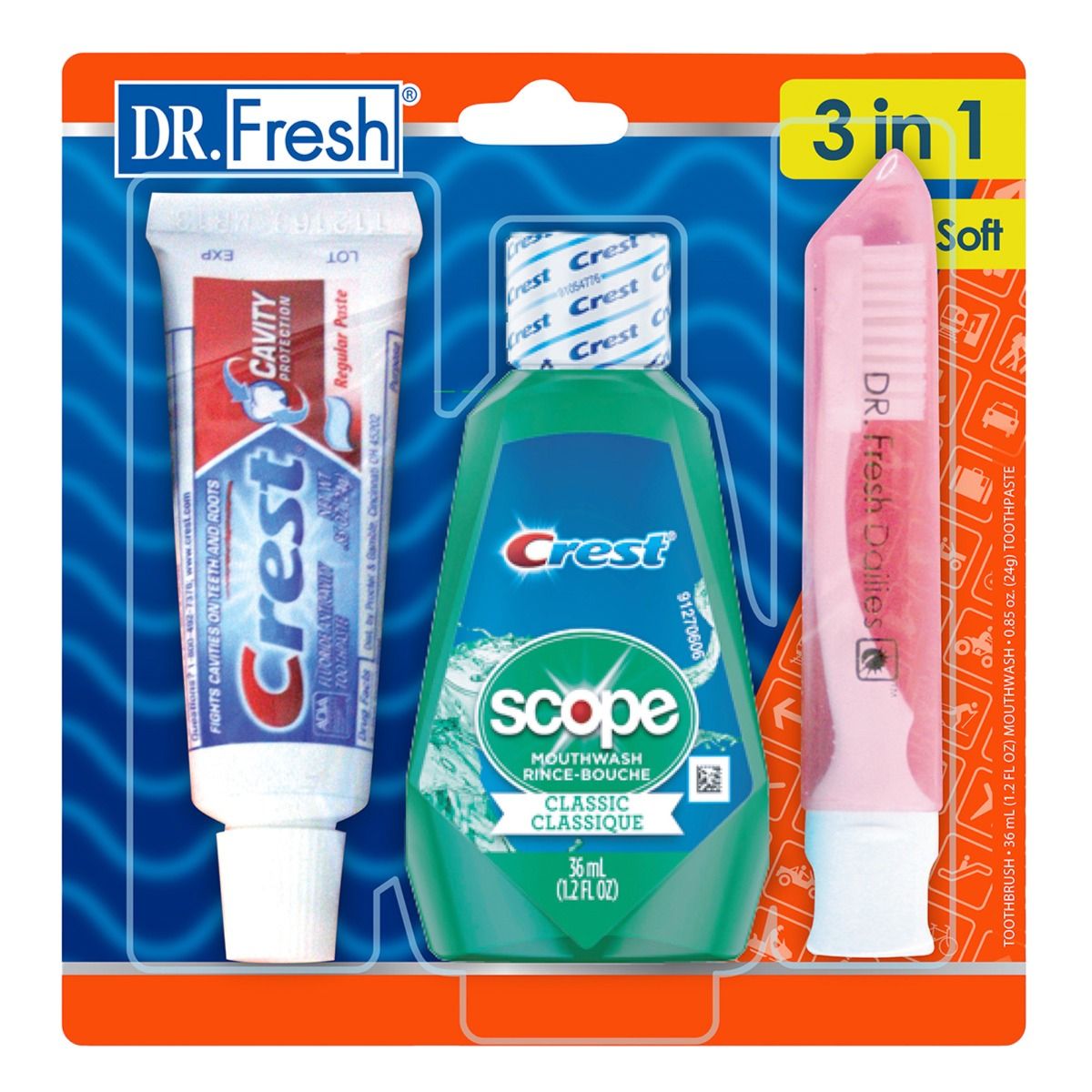 Oral Care 3-Piece Dental Travel Kit 1Ct
