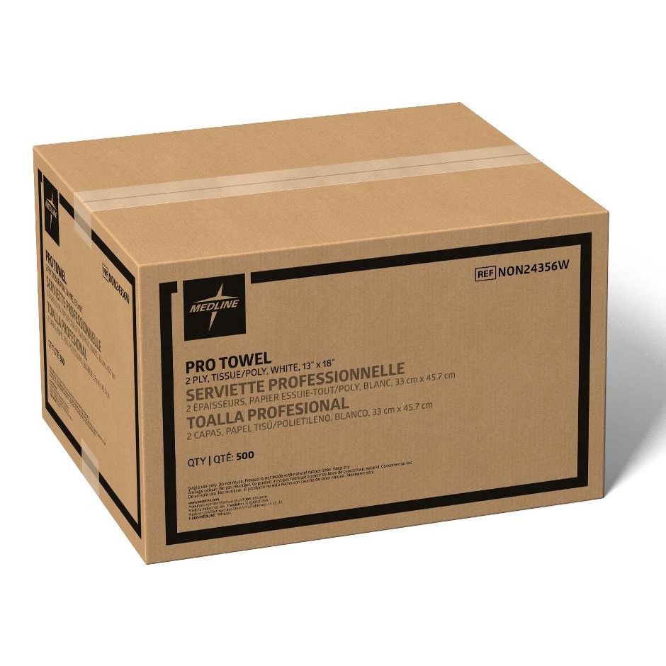 Medline 2-Ply Tissue/Poly Paper Towel 13x18 Blue 500Ct