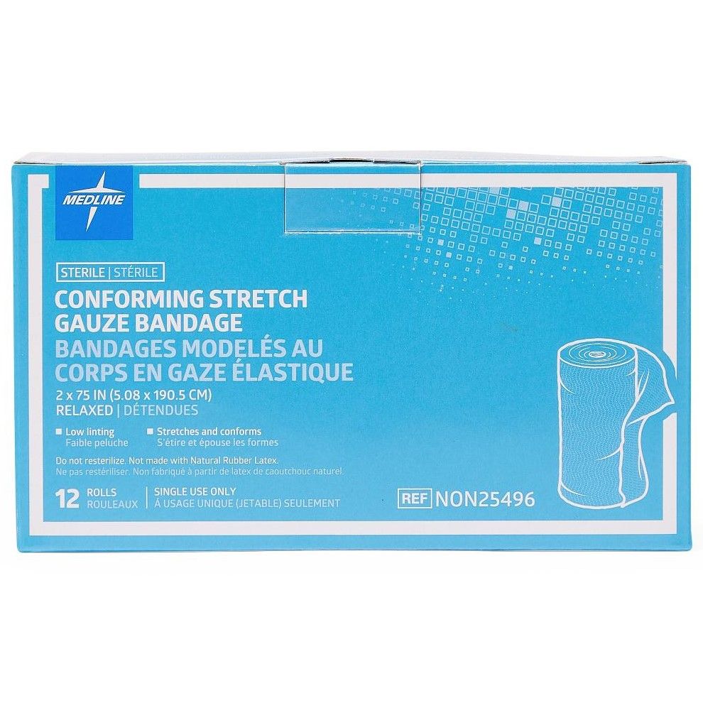 Medline Sterile Conform Stretch Gauze Bandage 2x75 96Ct