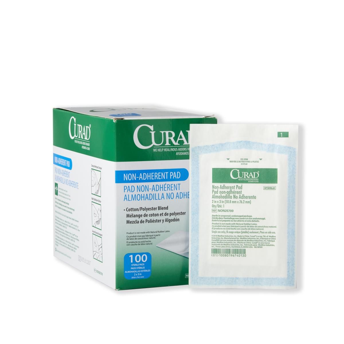 CURAD Sterile Nonadherent Pad 2x3 100Ct