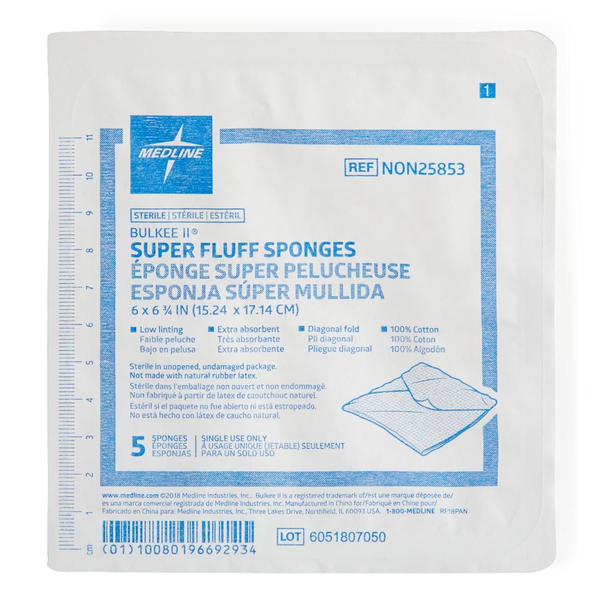 Medline St Bulkee II Fluff Gauze Sponge 6x6.75 5Ct
