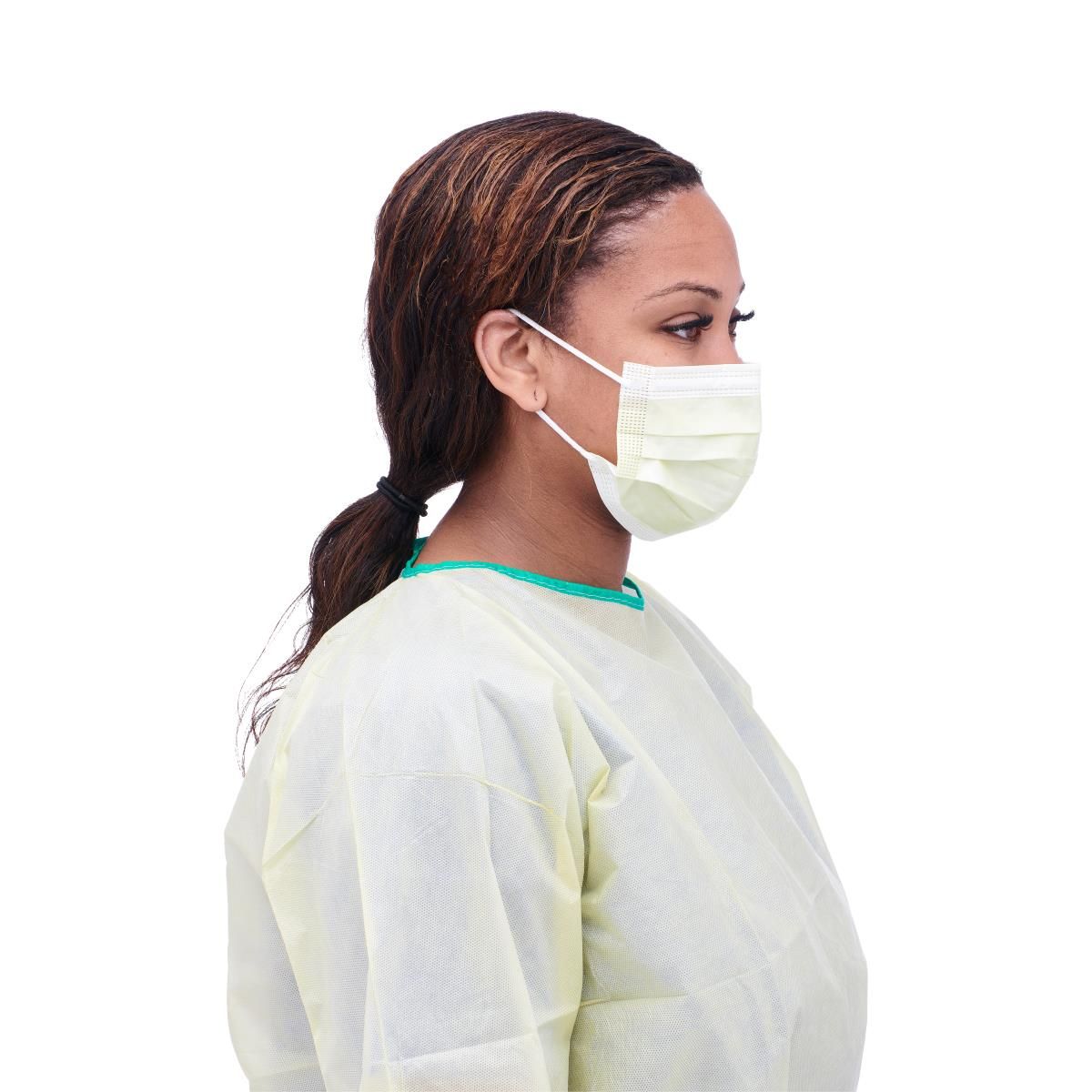 Medline ASTM Level 1 Yellow 3-Ply Face Mask 300Ct