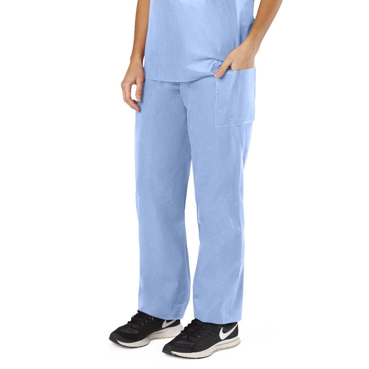Medline Disposable Scrub Pants Drawstring Waist Blue S 30Ct